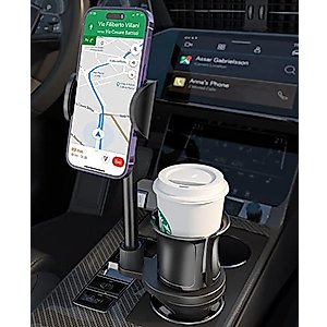 Car Cup Holder Phone Mount: Universal Auto Cell Phone Stand with Drink Expand Cup Holder for Truck | SUV | Automobile Compatible with iPhone & Samsung and Other Android Smartphone