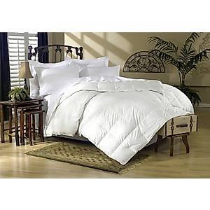 4 Piece Luxurious 1000 Thread Count Cal King Size Siberian Goose Down Comforter Set 100% Egyptian Cotton, Blue Stripe Color, 1000 TC - 750FP - 50Oz.