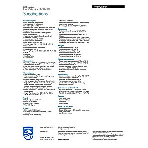 Philips Computer Monitors Philips 271B8QJEB 27" Monitor, Full HD 1920x1080 IPS, HDMI/DisplayPort/DVI-D/VGA, Speakers, USB 3.0 hub, SoftBlue, Flicker-Free, Ergonomic Base, VESA, TCO Edge