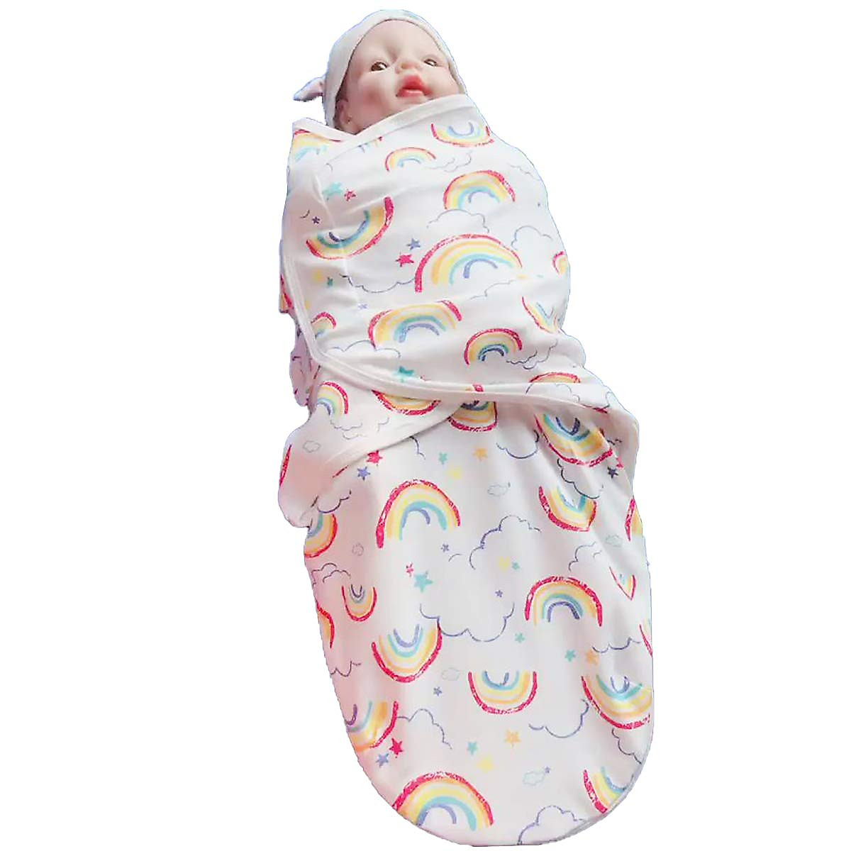 Baby Swaddle Wrap Newborn Cotton Blanket Rainbow Infant Sleeping Sack Set Include Sleeping Bag Crib Wrap+Hat+Gloves+Burp Cloth