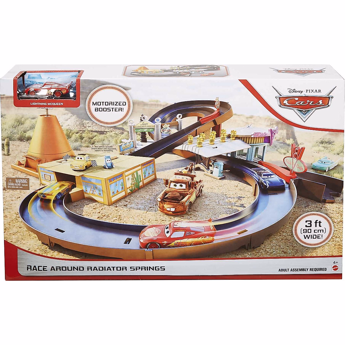 Mattel Disney Pixar Cars Track Set with Lightning McQueen Toy Car, Race Around Radiator Springs Playset with Speed Booster
