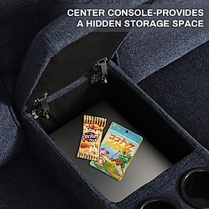 KIGOTY Loveseat Recliner Sofa,2 Seat Reclining Loveseat,Manual Recliner Sofa,Home Theater Seating with Storage Console，RV Love Seat Couch Chair with 4 Cup Holders,Navy Blue