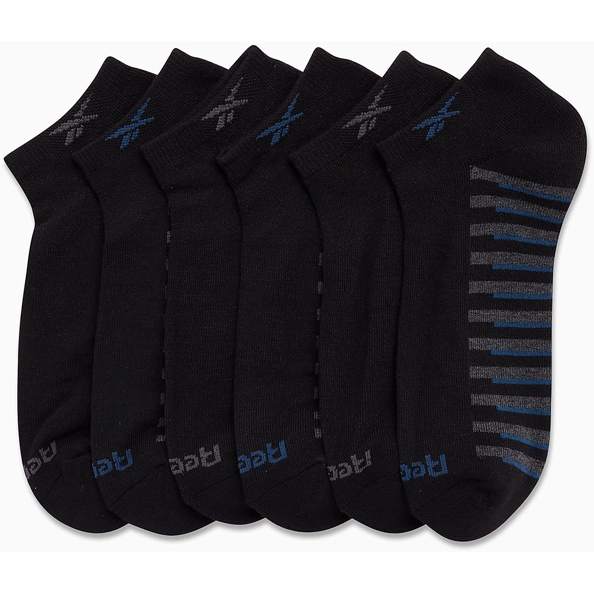 Reebok Men’s Low Cut Socks – 6 Pack Basic Cushion Low Cut No Show Socks for Men - Men's Athletic Socks (Size: 6-12.5), Size 6-12.5, Jet Black