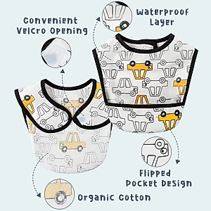 2ooya 6 Pcs Baby Feeding Bibs Toddler Waterproof Bib Set with Crumb Catcher Pocket Infant Adjustable Baby Teething Bib Babies Food Bibs Keepsake Gift for Baby Shower Christmas New Year, 6-12 Months