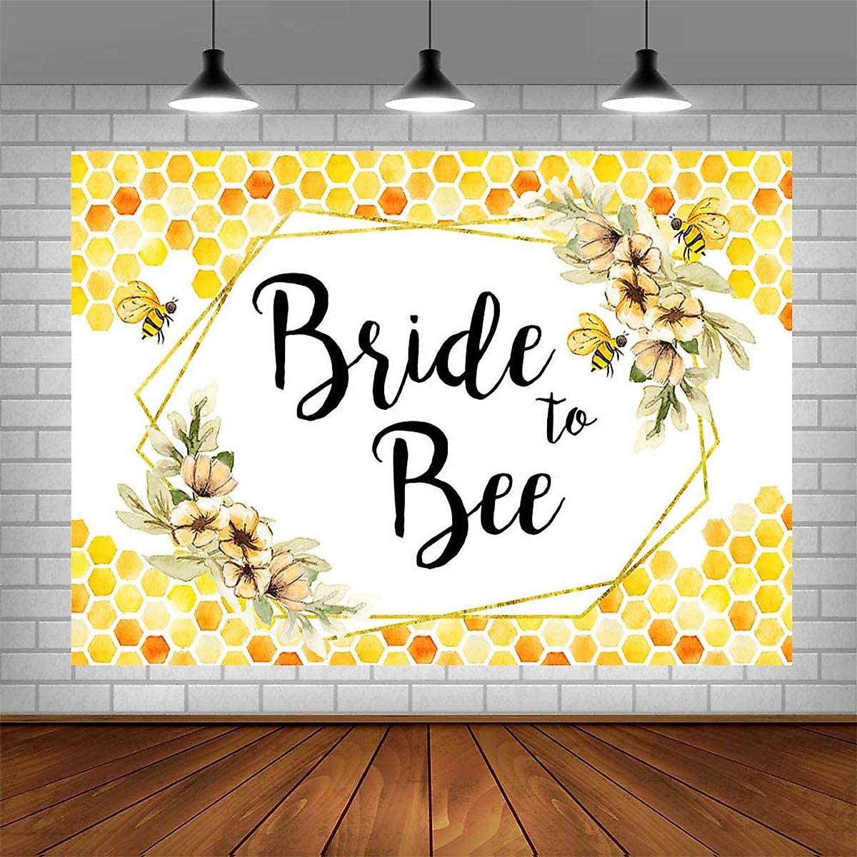 ABLIN 7x5ft Bride to Bee Bridal Shower Backdrop Gold Bee Honeycomb Photography Background Bee Theme Bridal Shower Decorations Wedding Bride to Be Engagement Banner Props (CQ270)