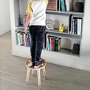 THE OVI FAMILY Kid’s Stool -12 inch Non-Slip Folding Step Stool,Wooden Chair, Lightweight Assembled Four-Legged Sitting Stool- Kitchen,Bathroom, Bedroom, Classroom, Playroom (Lion)