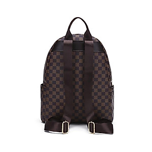 FR Fashion Co. 21" Women's Checkered Leather Backpack White