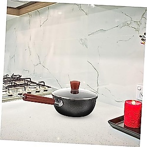 SHOWERORO 1 Set Small Mini Cooker Stainless Cookware Outdoor Pot Induction Saucepan Mini Butter Warmer Steel Butter Warmer Small Sauce Pot Noodle Cooker Pot Pastel Pan Black Iron