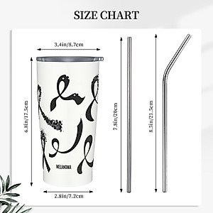 Uniwneds May Is Melanoma Awareness Month Mugs Stainless Steel Tumbler With Lid And Straw 20 Oz Insulated Travel Coffee Mugs Cap Bottle Gifts For Women Men