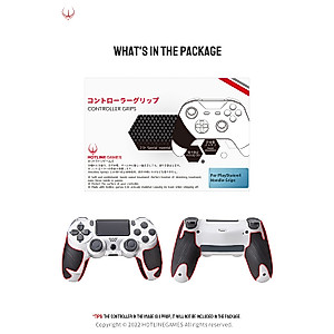 HOTLINEGAMES 2.0 Plus Controller Grip Compatible with PS4 DualShock 4 Controller, Textured Soft Skin Kit, Pre-Cut, Easy to Apply, Sweat-Absorbent (for Handle Grips)