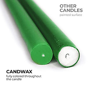 CANDWAX Green Taper Candles Pack of 4 - Straight Candles 12 inch Ideal as Unscented Candles, Dinner Candles and Table Candles - Slow Burning Candles Dripless - Smokeless Long Candlesticks