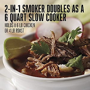 WESTON BRANDS 2-in-1 Indoor Electric Smoker & Programmable Slow Cooker, 6 Quart, With 3-Tier Smoking Rack for Meat, Cheese and More, Dishwasher Safe Crock, Temperature Probe, Black (03-2500-W)