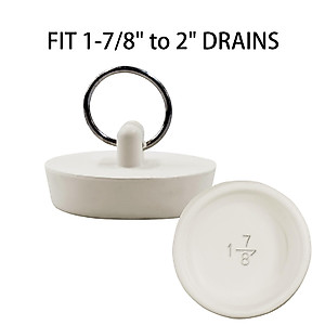 AUXBC Rubber Tub Stopper 4 Pieces, Drain Stoppers, Sink Stopper, Drain Plug Bathtub Plug, Kitchen Bathtub Odor-Proof Drain Cover Fits 1-7/8 Inch with Hanging Ring, White