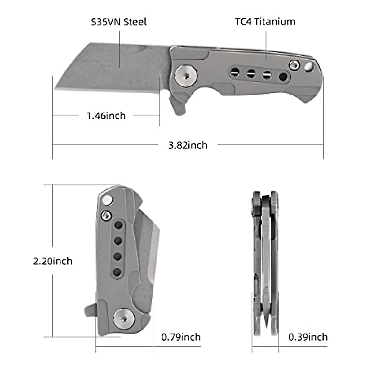 NHDT sw701 Mini Titanium Handle Steel Blade Folding Pocket Flipper Knife，Ultra Small EDC Tiny 2.18 Inchs hang on a keychain, frame lock knife Camping Tool Outdoor Activities