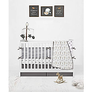 Bacati Football Brown/Grey Muslin Quilted Changing Pad Cover