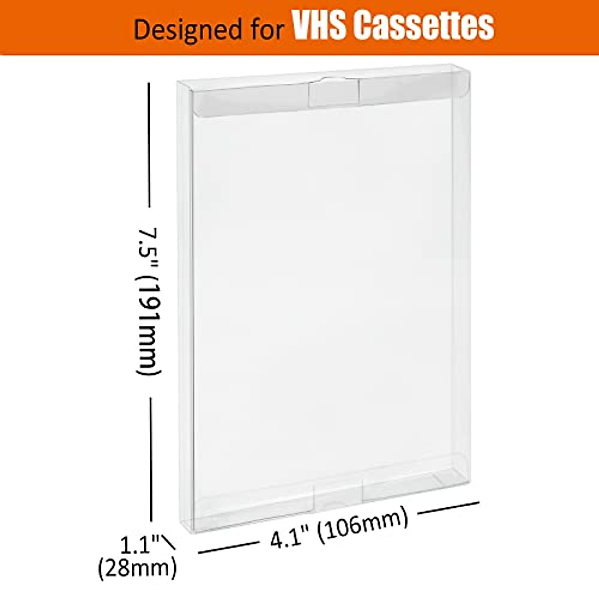 VHS Cover Storage Case, Clear VHS Cassette Display Case Container - 10 Packs