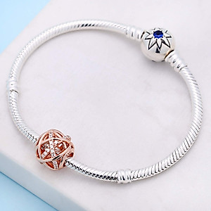 Rose Gold Galaxy Charm Authentic 925 Sterling Silver Openwork Charms with Clear CZ for Pandora European Bracelet
