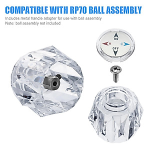 Shower Knob Replacement, Clear Hot and Cold Bathtub Faucet Handles with Button Bathroom Faucet Knobs Replacement Compatible with Delta Foundation/Peerless Classic