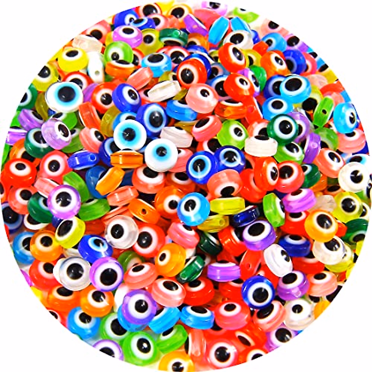 Evil Eye Beads, Beads for Jewelry Making, Beads for Bracelets Making, Beading Supplies for Jewelry Making (300 Pcs Mixed Color Evil Eye Beads in Small Plastic Box)