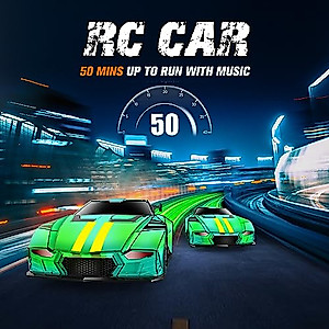 AEROQUEST RC Car with Bluetooth - Light up Remote Control Car for Adults and Kids with Built-in Speaker,5 Light Effects and 4 Modes of Playback, 2.4 GHz Remote and Rechargeable Battery