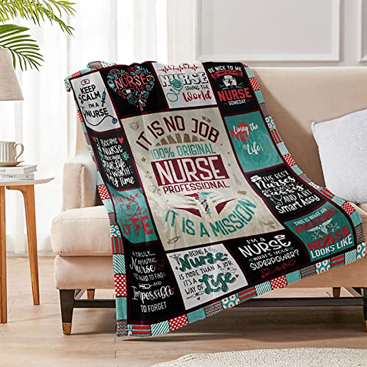 Nurse Gifts for Women, Nurse Practitioner Gifts for Women, RN Gifts for Nurses, Nurse Appreciation Gifts, Nursing Student Gifts, Nurses Week Gifts, Nurse Graduation Gift Throw Blanket 60 x 50 Inch