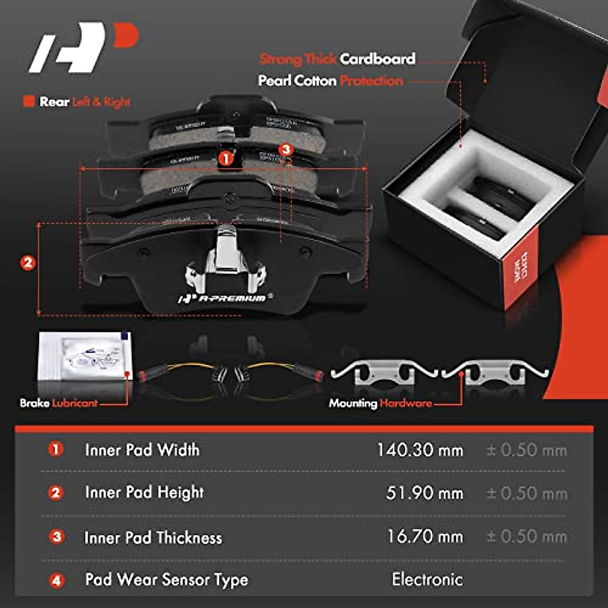 A-Premium 13 inch(330.3 mm) Rear Solid Disc Brake Rotors + Ceramic Pads Kit Compatible with Select Mercedes-Benz Models - W164 ML320/ML350/ML450/ML500, W251 R320/R350/R500, 6-PC Set