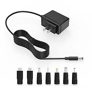 DC 5V 2A Power Cord Supply 10W AC/DC Charger Fit for Bluetooth Speaker, Baby Monitor, Graco Swing, Tablet, Camera and More DC 5v Devices Adapter Multi Tips Switching 5 Volt 2 Amp DC/5V Replacement