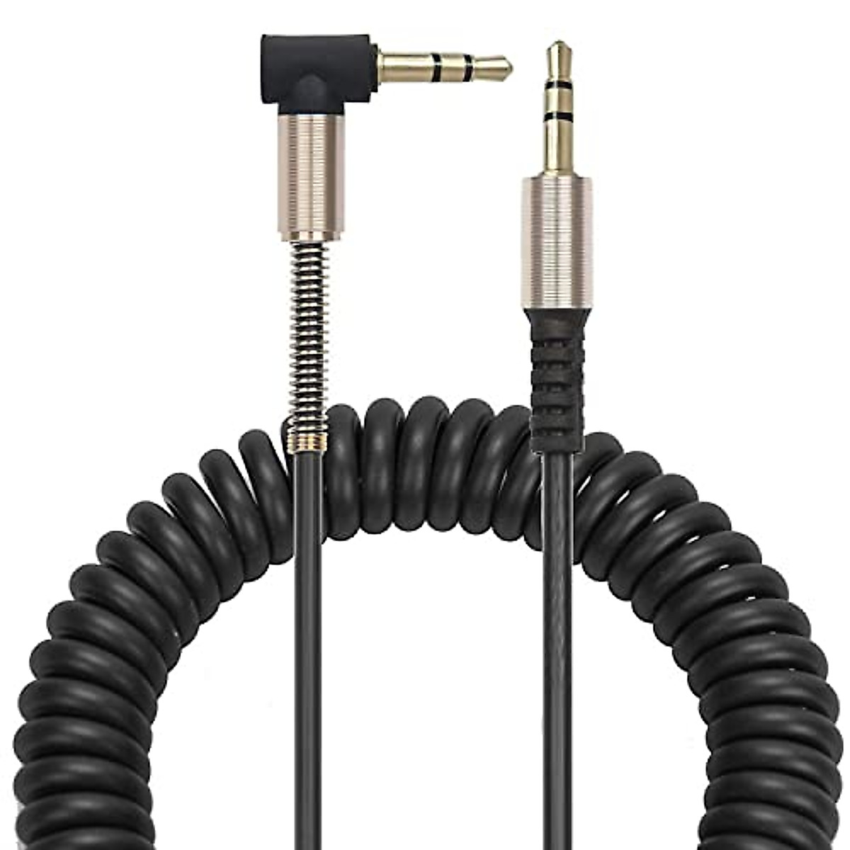 LINGYU Coiled 3.5mm Stereo Audio Cable,（3 Pack) 3.2ft AUX 3.5 Audio Cord Compatible iPhones, iPads, Samsung and Other 3.5mm DC Plug Port Device-Black,Red,White