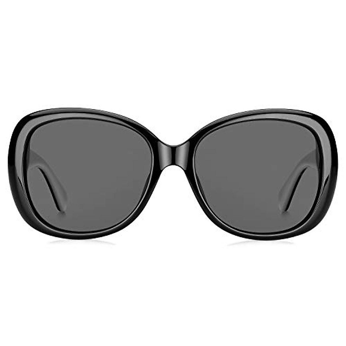 Kate Spade New York Women's Judyann Oval Sunglasses, Black Ivory/Gray Polarized, 56 mm
