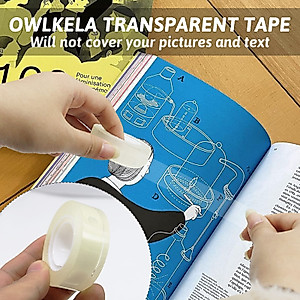 OWLKELA 12 Rolls Transparent Tape Refills, Clear Tape, All-Purpose Transparent Glossy Tape for Office, Home, School