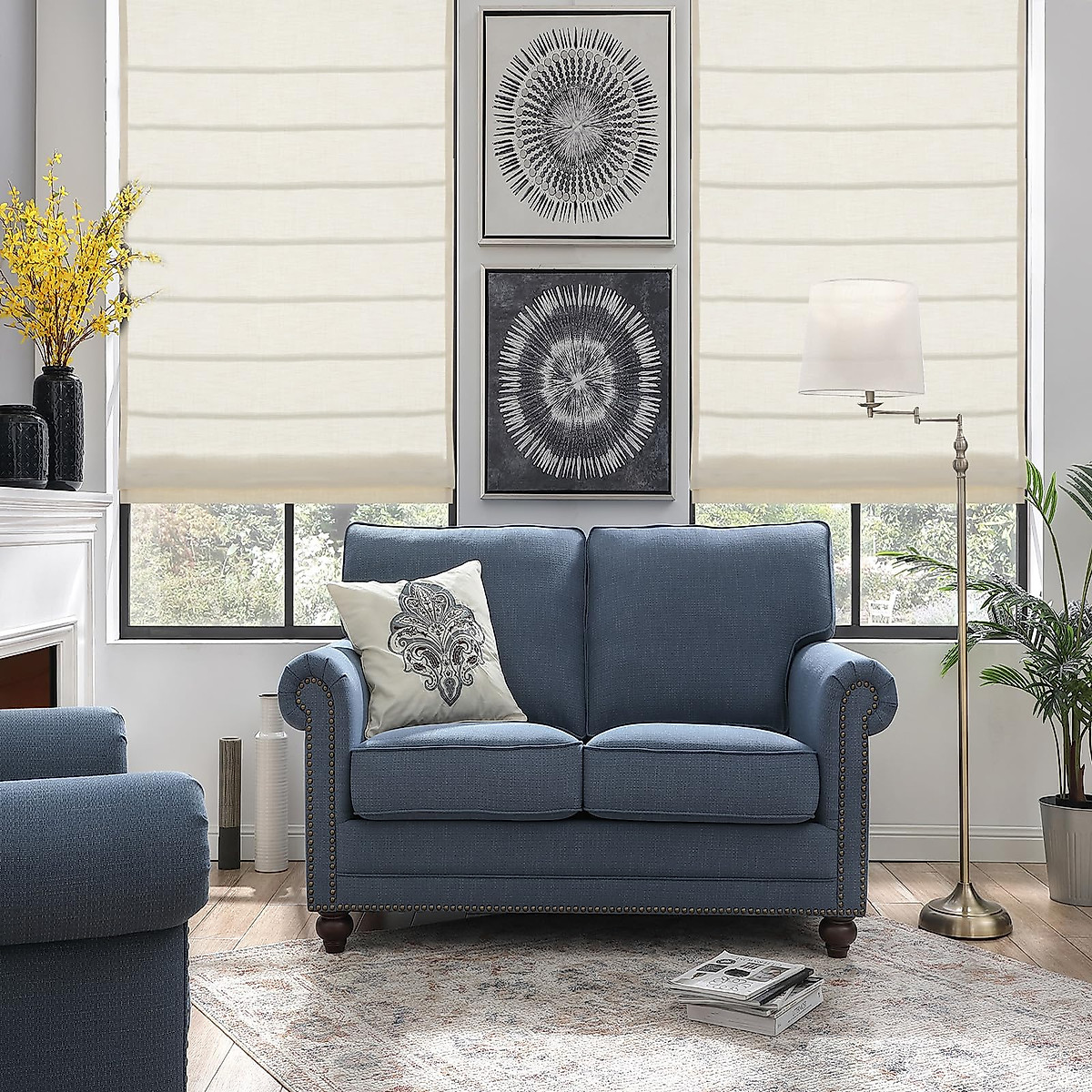 Cordless Blackout Roman Shades Window Blinds, Linen Cream Window Roman Blinds, Custom Washable Roman Shade for Window, Door Window, Bathroom Window