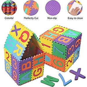 Kangler Kids Foam Puzzle Play Mat (36-Piece Set) 5.9inch x 5.9inch Interlocking EVA Floor Tiles with Alphabet and Numbers