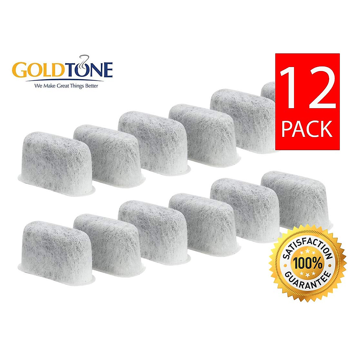 GOLDTONE 12 Pack Water Filters For CUISINART Coffee Maker Activated Charcoal Filter Water Replacement Charcoal Water Filters For CUISINART Coffee Machines Cartridges Replace CUISINART DCC-RWF