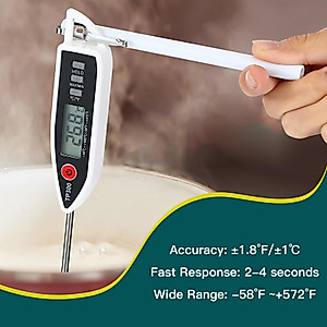 Copkim Waterproof Food Thermometer with Long Probe Digital Meat Thermometer for Water, Liquid, Candle and Cooking Instant Read Thermometer for Kitchen BBQ Grill Candy (Vivid Style)