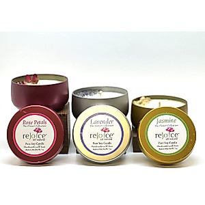 Rejoice Soy Wax Candle| Jasmine Scented Soy Candles for Aromatherapy, Stress Relief & Gifting| Non-Toxic, Phthalate Free| Ideal for Home, Bedroom & Bathroom Decor| 100% Natural & Vegan| 7 oz