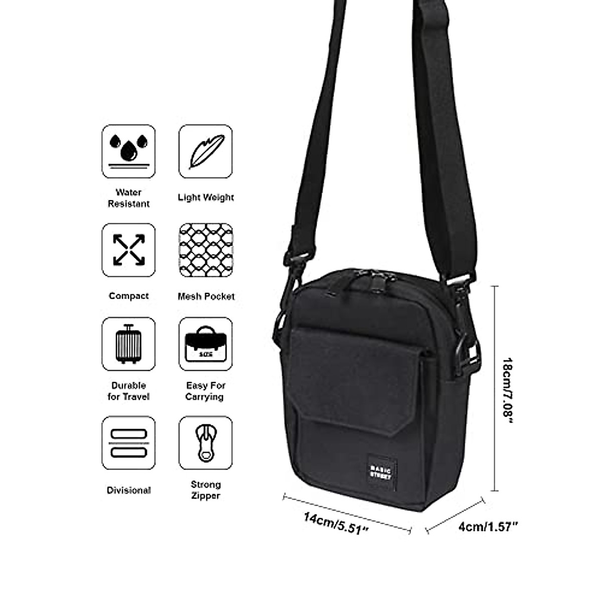 Black Small Side Shoulder Bag Crossbody Bag For Men Women Mini Messenger Bag Satchel Bag Travel Purse Wallet Passport Holder Bag, Cell Phone Purse Neck Pouch Wallet- Unisex