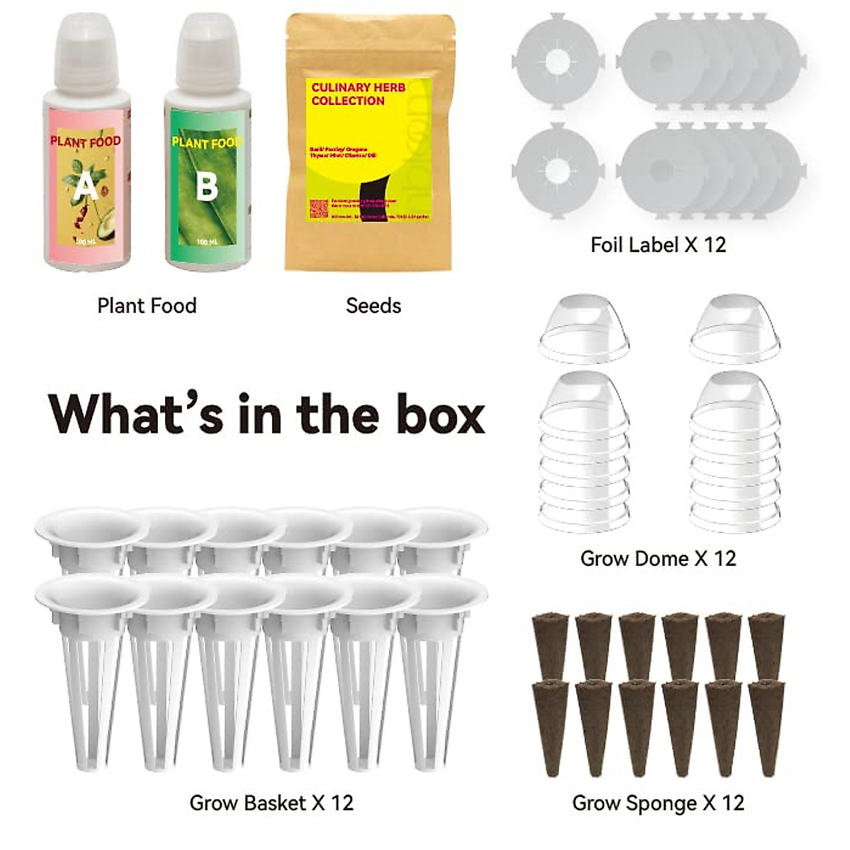 Herb Seed Starter Pod Kit Plant for idoo, Ahopegarden, and inbloom 10 Pods Hydroponics, Indoor Garden, 12-Pods (350+ Seeds Included Basil, Parsley, Oregano, Thyme, Mint, Cilantro, and Dill)