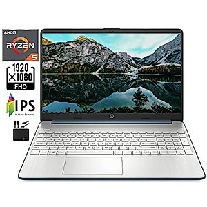 2022 Newest HP 15.6'' FHD IPS Laptop Computer, AMD Hexa-Core Ryzen 5 5500U (up to 4.0GHz, Beat i7-10710U), 16GB RAM, 256GB PCIe SSD,USB-C,HDMI, Wi-Fi, Webcam, Upto 9.5 Hours, Windows 11+ Ext. Cables