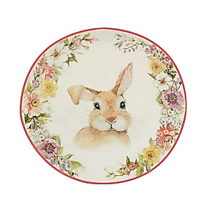 Certified International Easter Garden 8.5" Dessert/Salad Plate, Set of 4 Assorted Designs, Multicolored