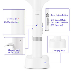 Electric Fly Swatter Rechargeable 4000V High-Volt Bug Zapper Racket, 2-in-1 Detachable Bug Swatter Mosquito Killer with Purple Light & 3-Layer Safety Nets Portable Fly Zapper for Indoor Outdoor