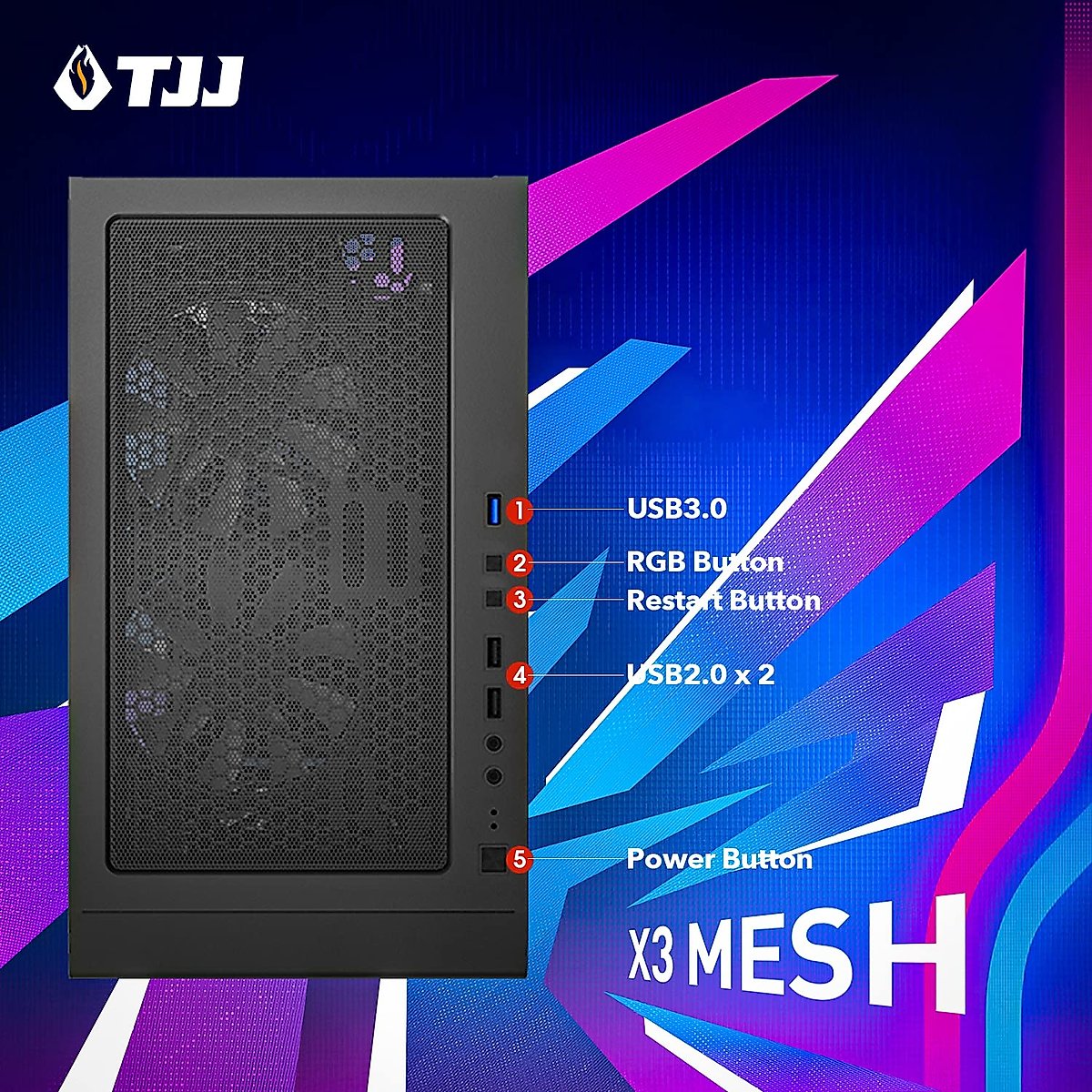 TJJ X3 Gaming Computer PC Desktop - Intel Core i3-12100F (Beat i7-8700), NVIDIA GTX 1660 Super 6GB, 16GB DDR4 3200, 500GB SSD, VR Ready, WiFi 6E, RGB Keyboard & Mouse & Speakers, Win 11 Pro