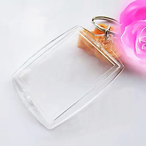 Medsuo 6pcs Double Sided Blank Picture Keychain Personalised Photo Key Fob Holder with Split Ring for Insert 4.6cm x 3.2cm Photo