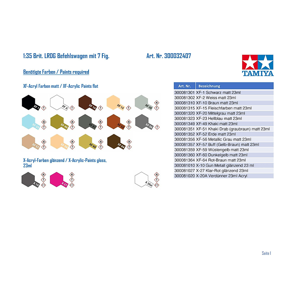 Tamiya 300032407 - 1:35 Scale British LRDG Command Car with 7 Figures