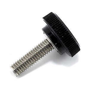 #10-32 x 5/8" Thumb Screw Stainless Steel - Black Knurled Round Plastic Knob - Fine Thread Thumbscrew - Length: 0.625" - Proudly Built in USA - Package of (4)