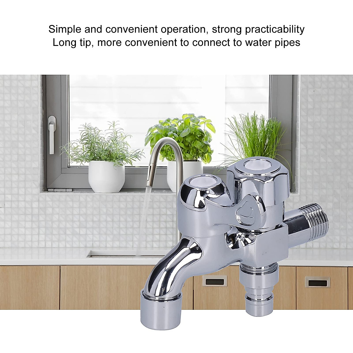 Double Use Tap Water Tap, G1/2 Male Thread Faucet Stainless Steel Double-Use Water Tap, Water Saving Faucet for Washing Machines Garden Irrigation Supplies