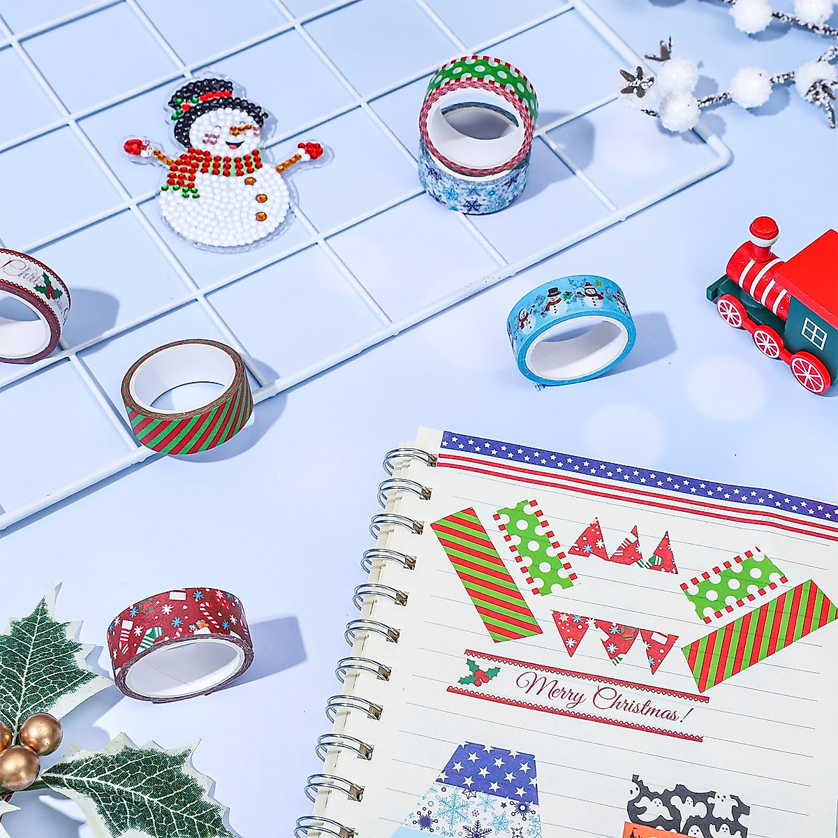 Whaline 24 Rolls Holiday Washi Tapes St. Patrick's Day Shamrock Easter Bunny 4th of July Seasonal Washi Tapes 15mm Assorted Festival Making Washi Tapes for Scrapbook Journal Art Craft, 16.4Ft