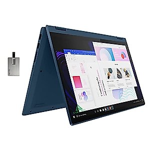Lenovo IdeaPad Flex 5 14" FHD Touchscreen Convertible 2 in 1 Laptop, AMD Ryzen 3 5300U, 4GB RAM, 128GB SSD, Abyss Blue, Windows 11 S, 32GB Hotface USB Card