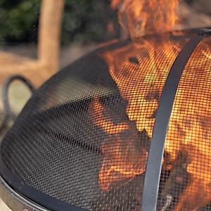 Titan Great Outdoors Hemisphere Fire Pit with Screen and Poker 32" Cast Iron