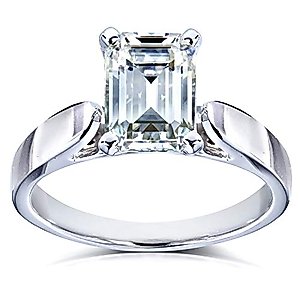 Kobelli Emerald Cut Moissanite Solitaire Engagement Ring 1 Carat 14k White Gold (GH/VS), 7.5