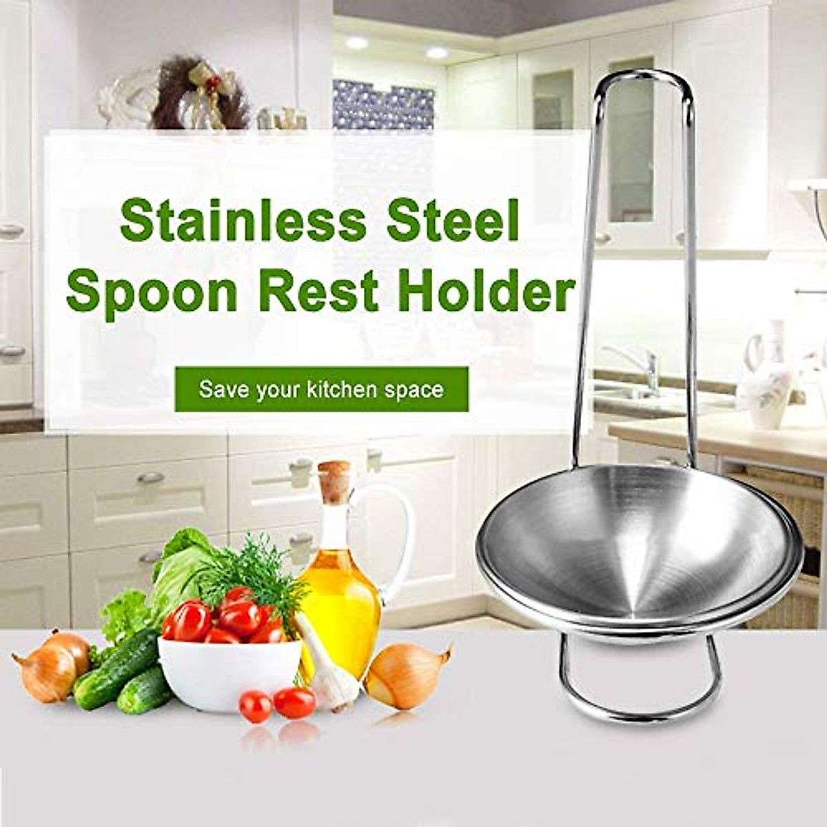 Spoon Rest Holder, iPstyle Stainless Steel Vertical Saving Soup Ladles Holders or Hotpot Restaurant, Buffet, Fast Food Restaurant Kitchen Decor Tool (Spoon Rest - 2Pack)